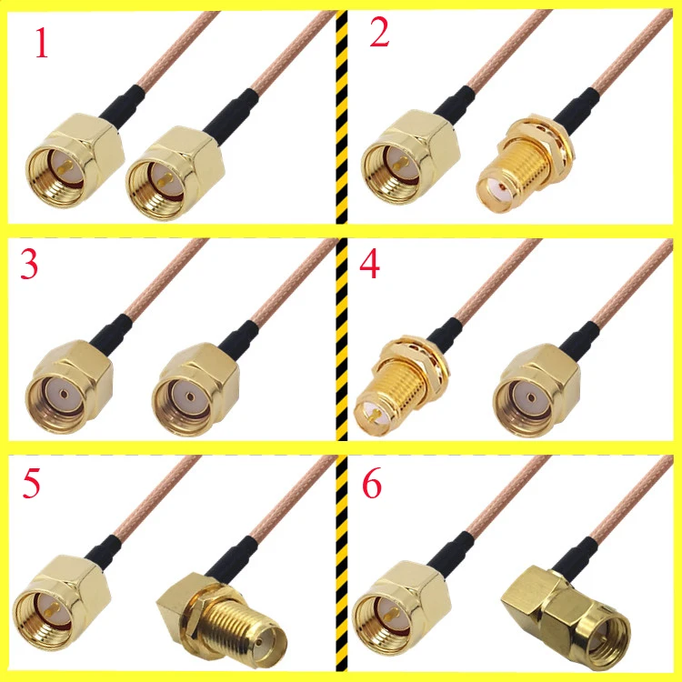 100PCS SMA Male To SMA Female RG316 Cable Nut Bulkhead Extension Coax ...