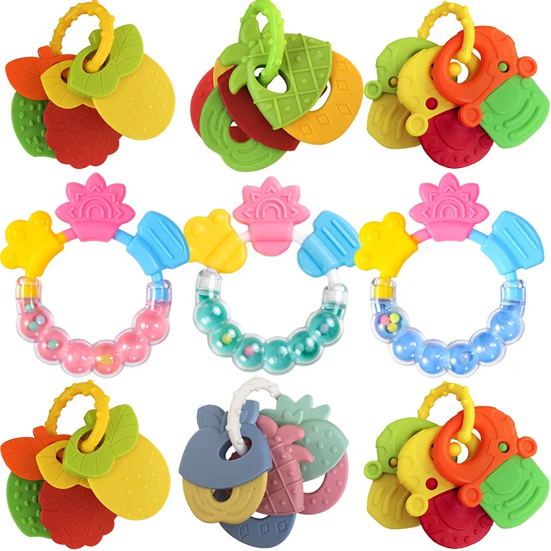 Baby-Soft-Rubber-Rattle-Fruit-Style-Teether-Toy-Newborn-Food-Grade ...