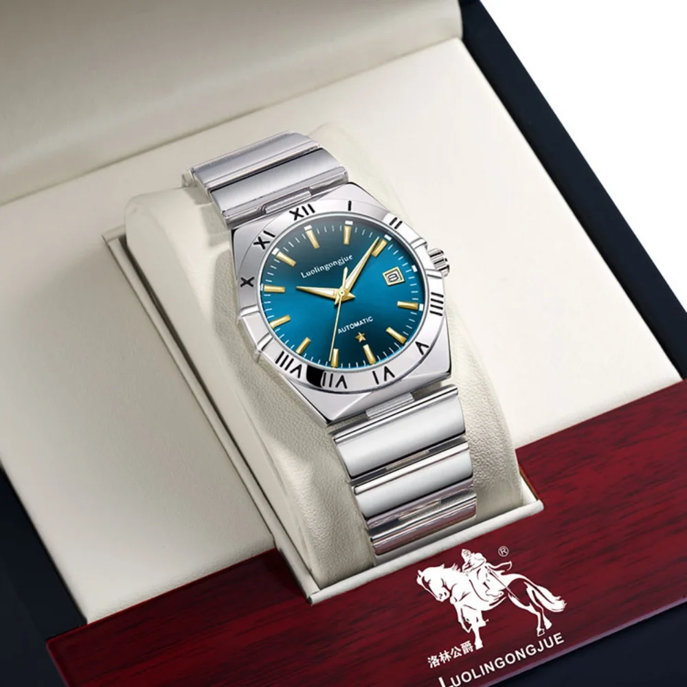 Luxury Men's Mechanical Watch, Stainless Steel Strap, Skeleton Design ...