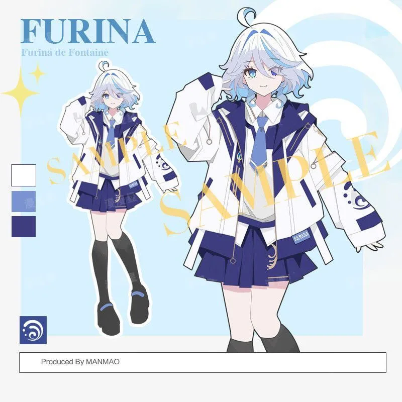 Genshin Impact Furina Cosplay Cool Tops Coat Harajuku Casual Hoodies ...
