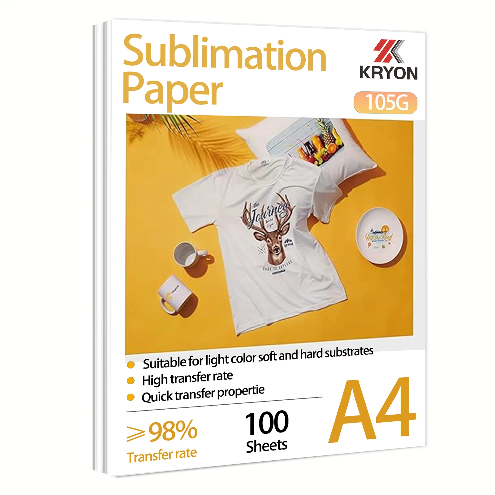 100 Sheets A4 Printers Sublimation Paper - 8.3 x 11.7 Inches, 105gsm ...