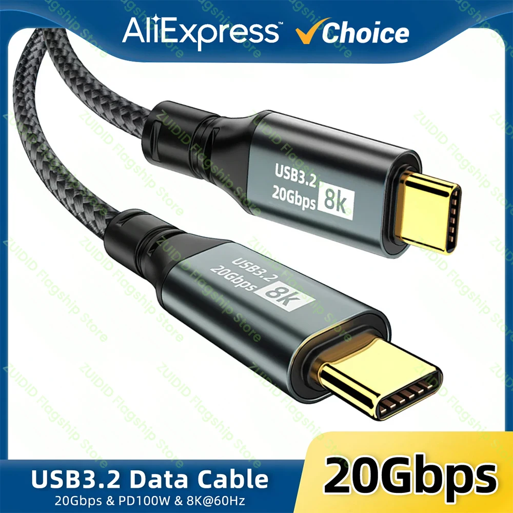 PD100W USB 3.2 20Gbps ThunderBolt 3 Type C to Type C Cable 8K@60Hz USB ...