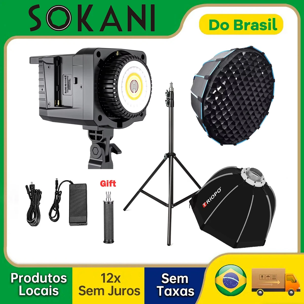 【Do Brasil】Sokani X100 RGB Bicolor 100W LED Luz de vídeo Controle de ...