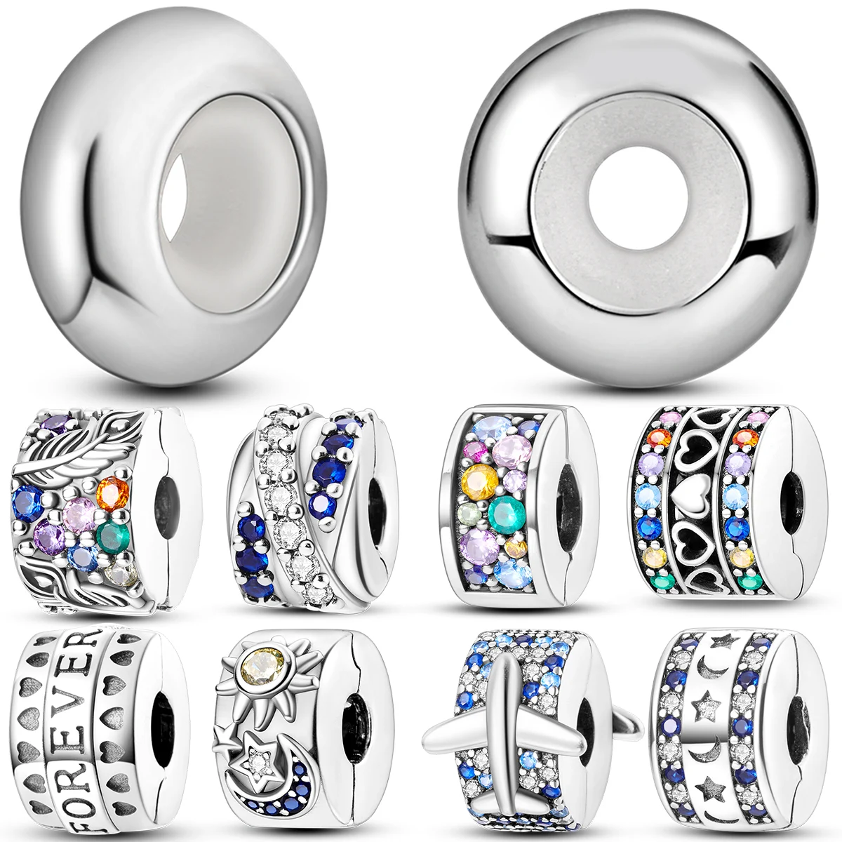 Silicone-Stoppers-Beads-Rubber-Silver-Plated-Spacer-Charms-Fit-Original ...