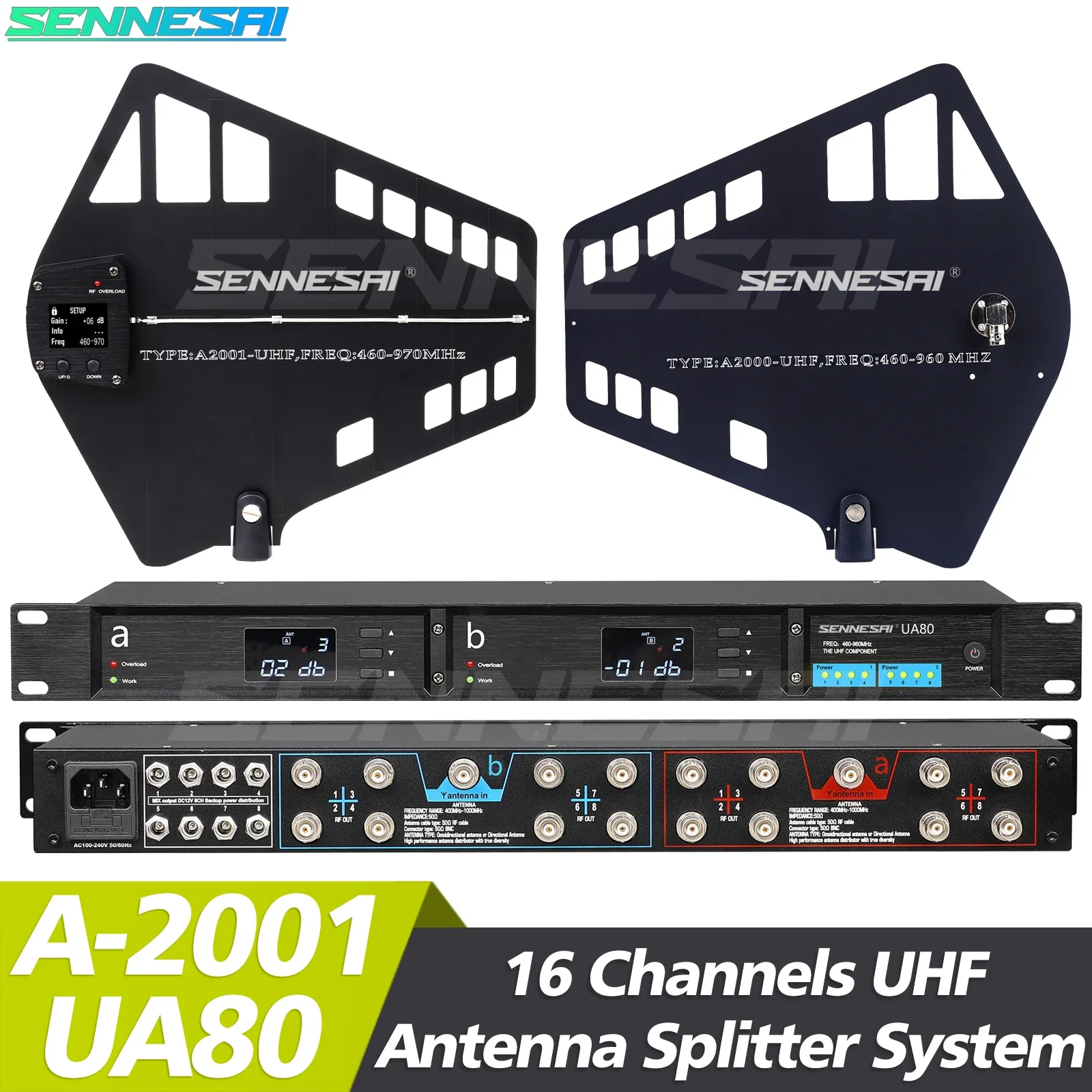UA80-UHF-Antenna-Distributor-System-460-970MHz-RF-Signal-Booster ...