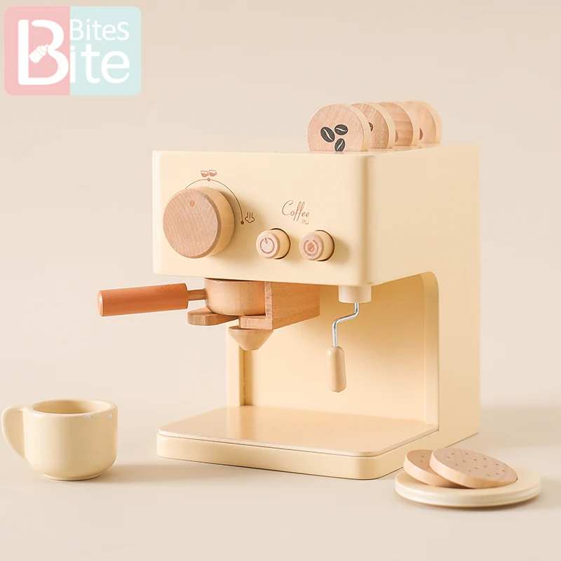 10pc Baby Coffee Machine Toy Set Wooden Kitchen Supplies Coffee Machine ...