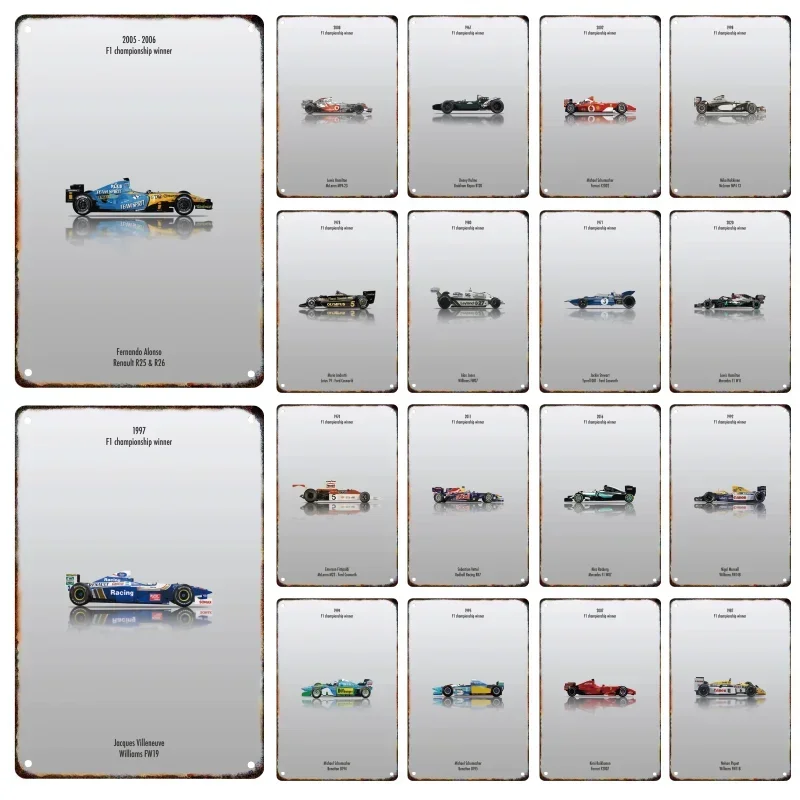 Modern-F1-Racing-Metal-Signage-Tin-Painting-Vintage-Car-Poster-Home ...