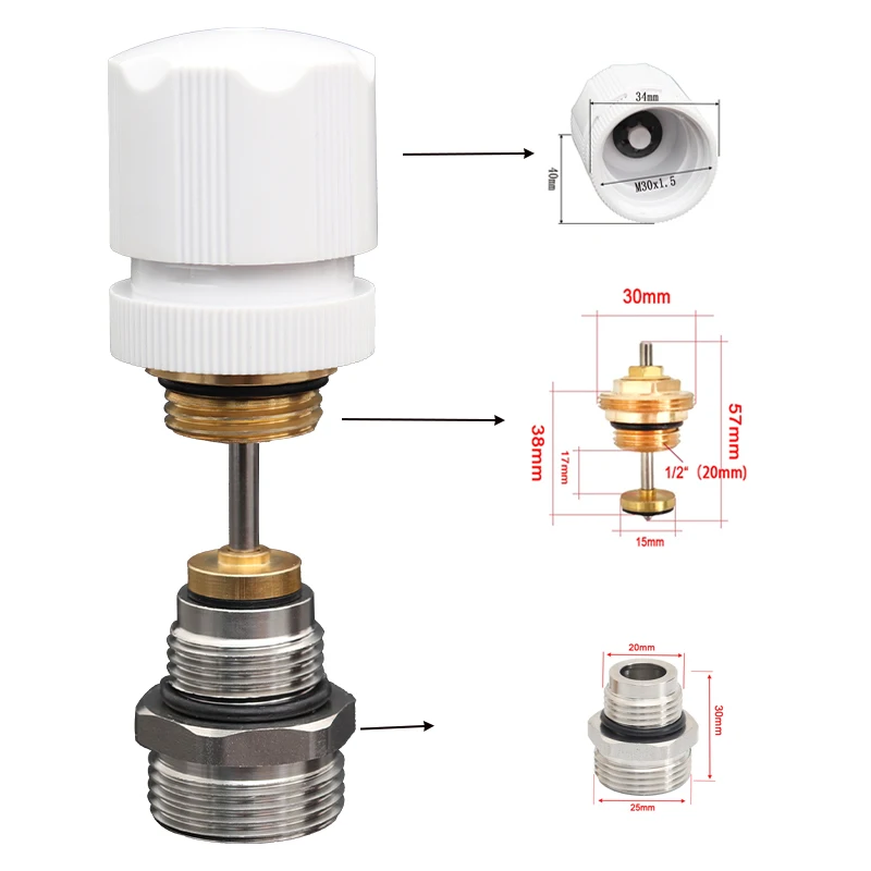 1/5/10/20pcs Floor Heating Water Distributor Handwheel Switch M30x1.5 ...