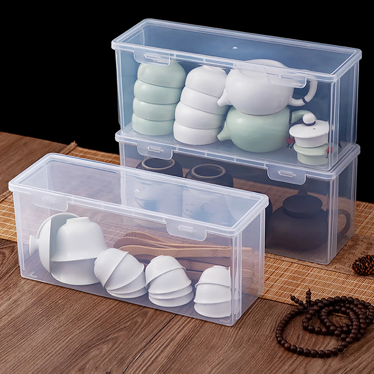 WORTHBUY-Transparent-Sealed-Storage-Box-With-Lid-Tea-Set-Moisture-proof ...