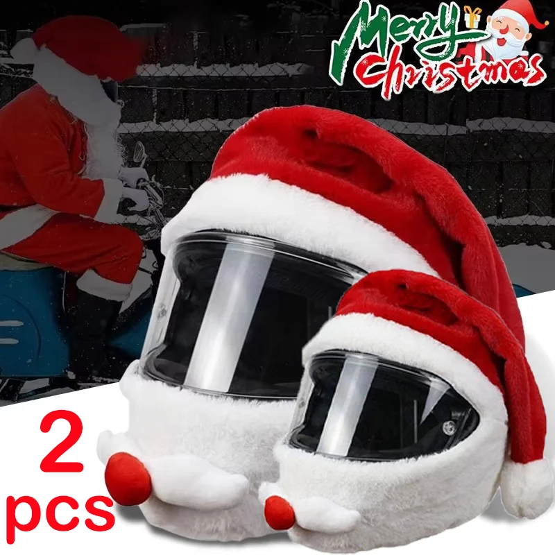 2pcs Christmas Motorcycle Helmet Hat Best-selling Funny Outdoor Warm ...
