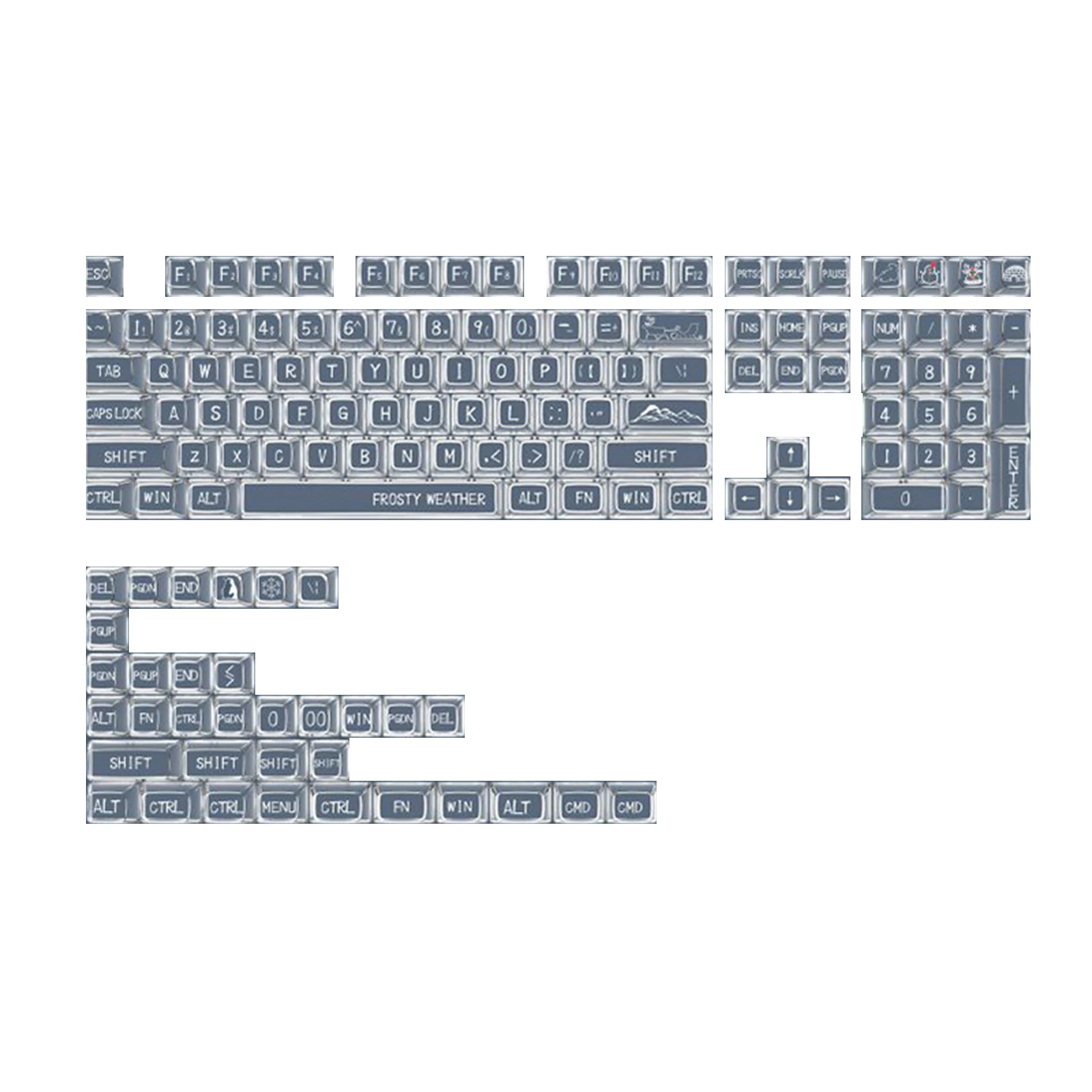 Coolkiller Polar Bear Keycaps 142 Keys SA Profile Fully Transparent ...