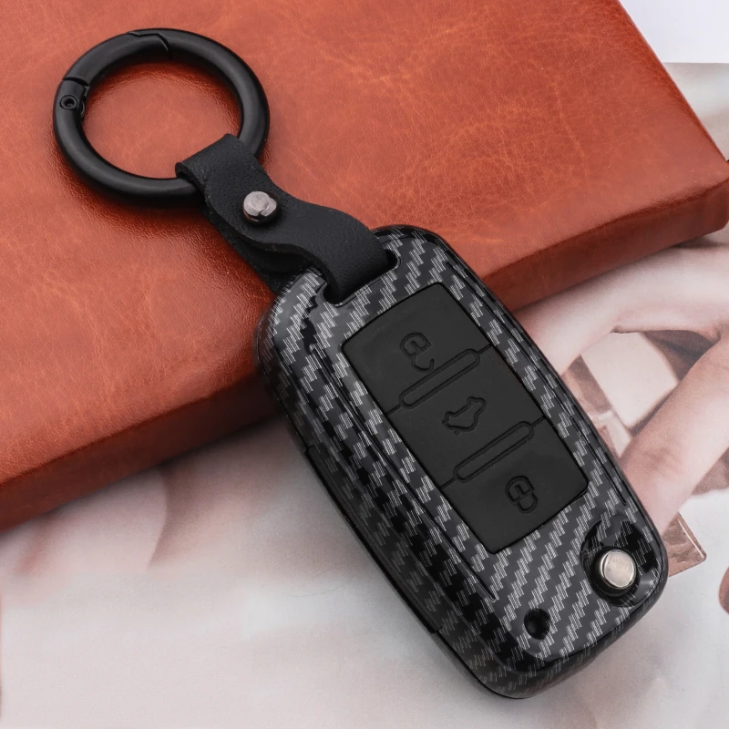 Silicon Carbon Fiber Car Key Cover Case For Volkswagen VW Golf Bora ...