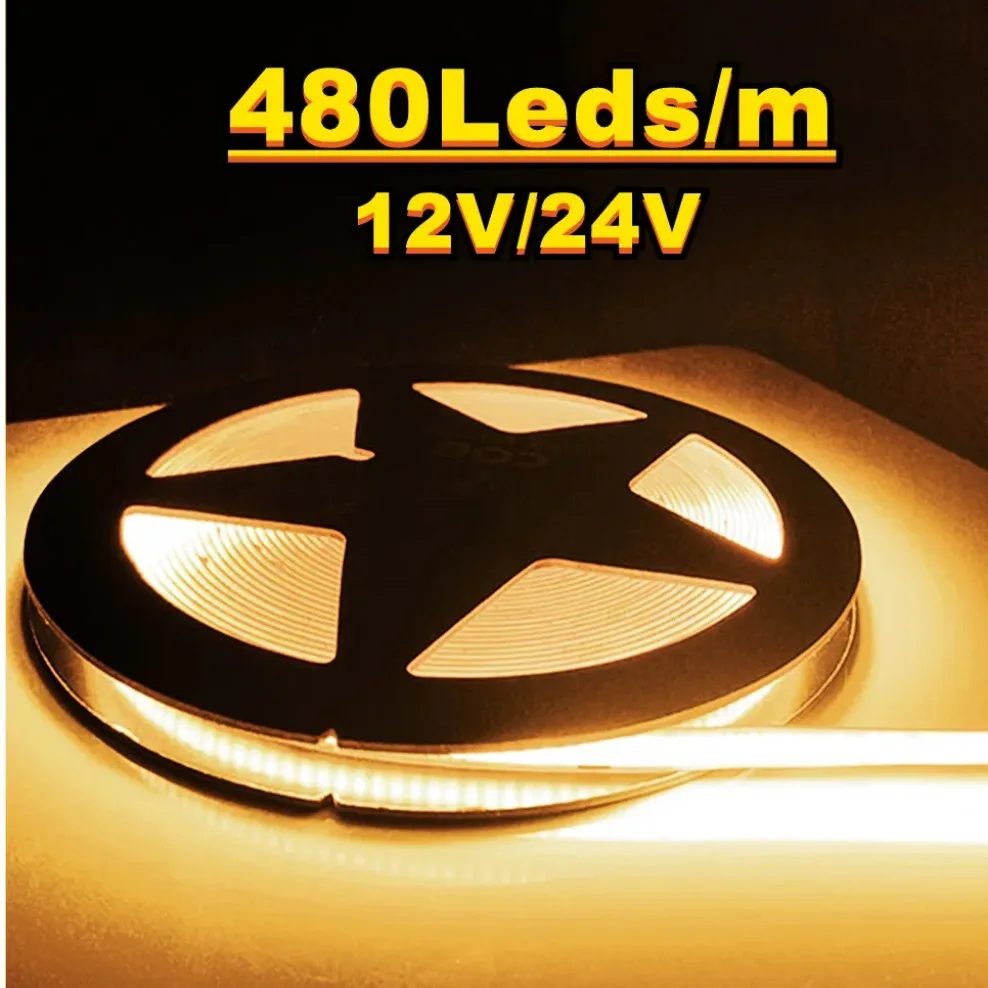 12V-24V-COB-Strip-8MM-COB-LED-Light-Bar-480-LEDs-M-3000K-4000K-6000K ...