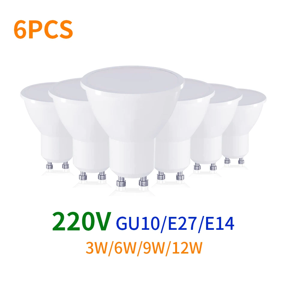6pcs-GU10-E27-E14-220V-3W-6W-9W-12W-LED-Light-Bulb-GU10-LED-Spotlight ...