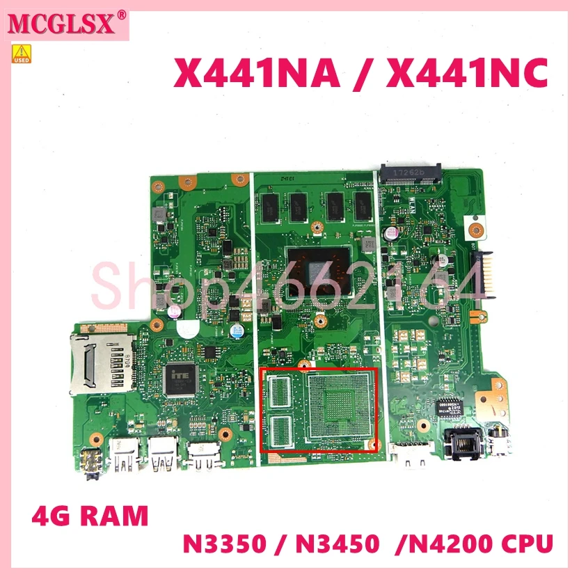 X441NA N3350/N3450/N4200 CPU 4GB RAM Laptop Motherboard For Asus X441N ...