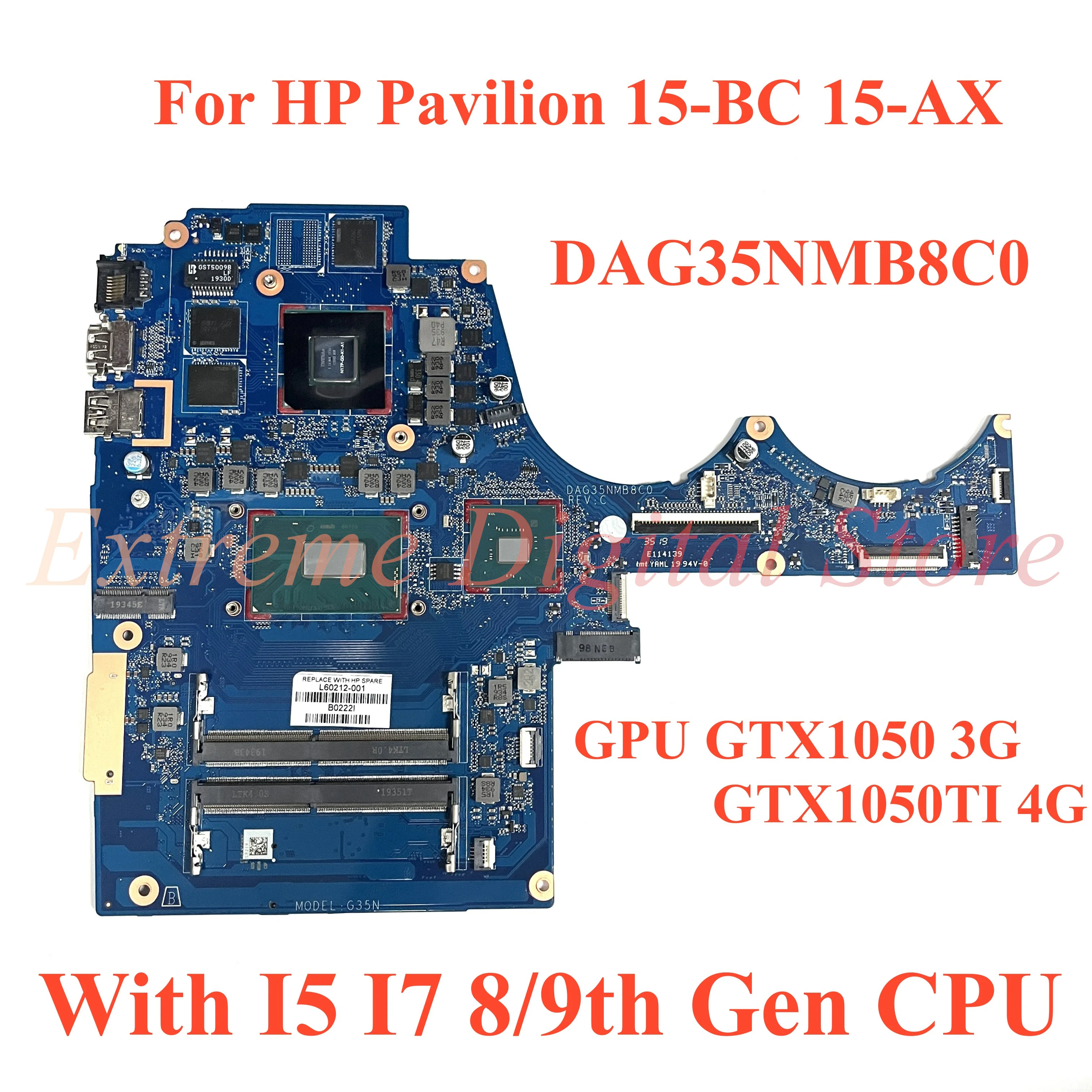For-HP-Pavilion-15-BC-15-AX-Laptop-motherboard-DAG35NMB8C0-with-I5-I7-8 ...