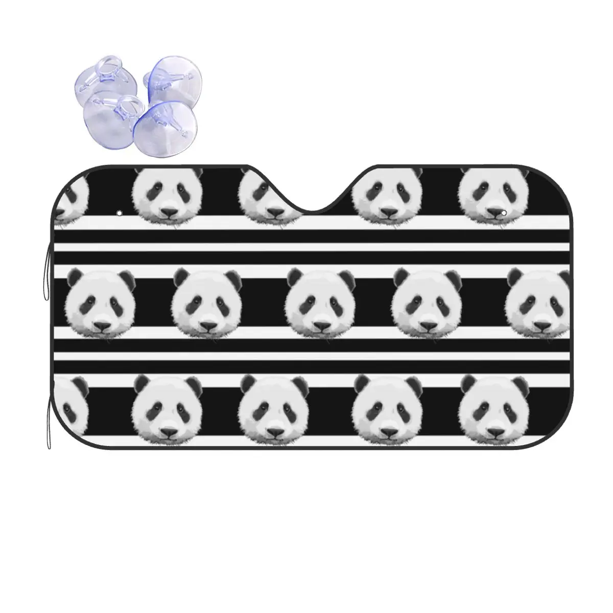 Panda-Plaid-Windshield-Sunshade-Animal-Polyester-Car-Front-Window-Visor ...
