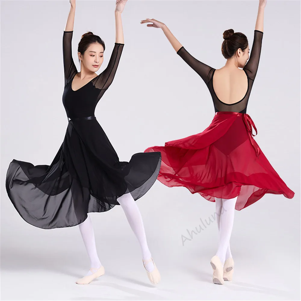 Women-Adult-Ballet-Long-Skirt-Dance-Dress-Black-Red-Ballet-Tutu ...