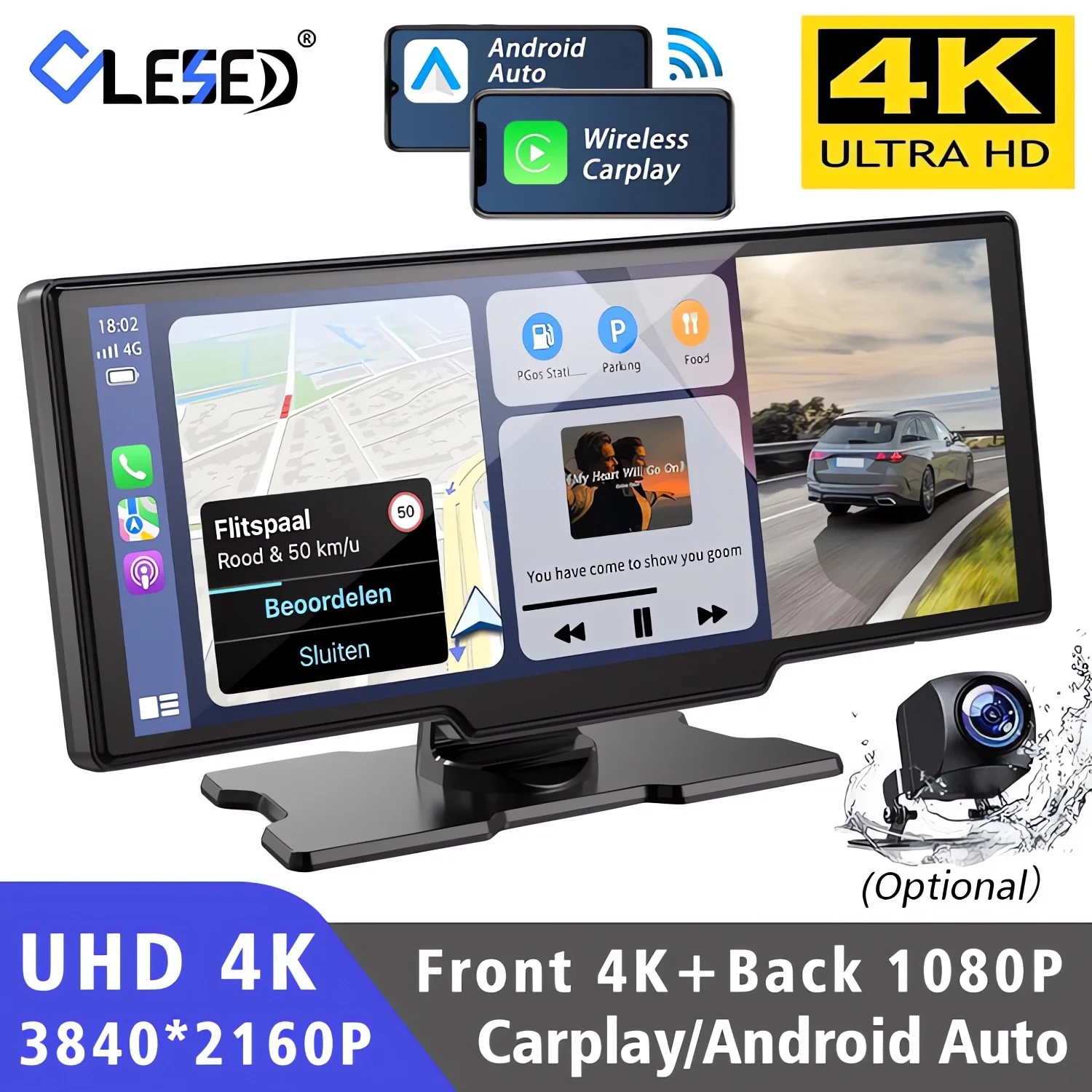 Car Dvr 10.26 Inch 4K 3840*2160P Carplay Android Auto Dash Cam GPS 5G ...