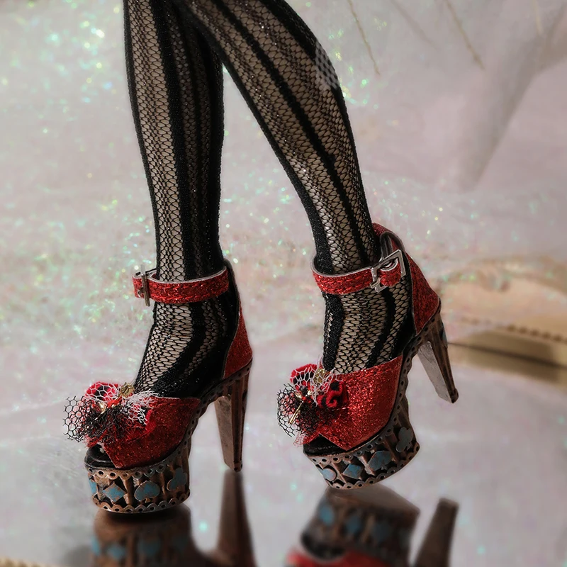 BJD Shoes 1/4 for Minifee Miwa Girl Moe Line Body Black and Red Retro ...