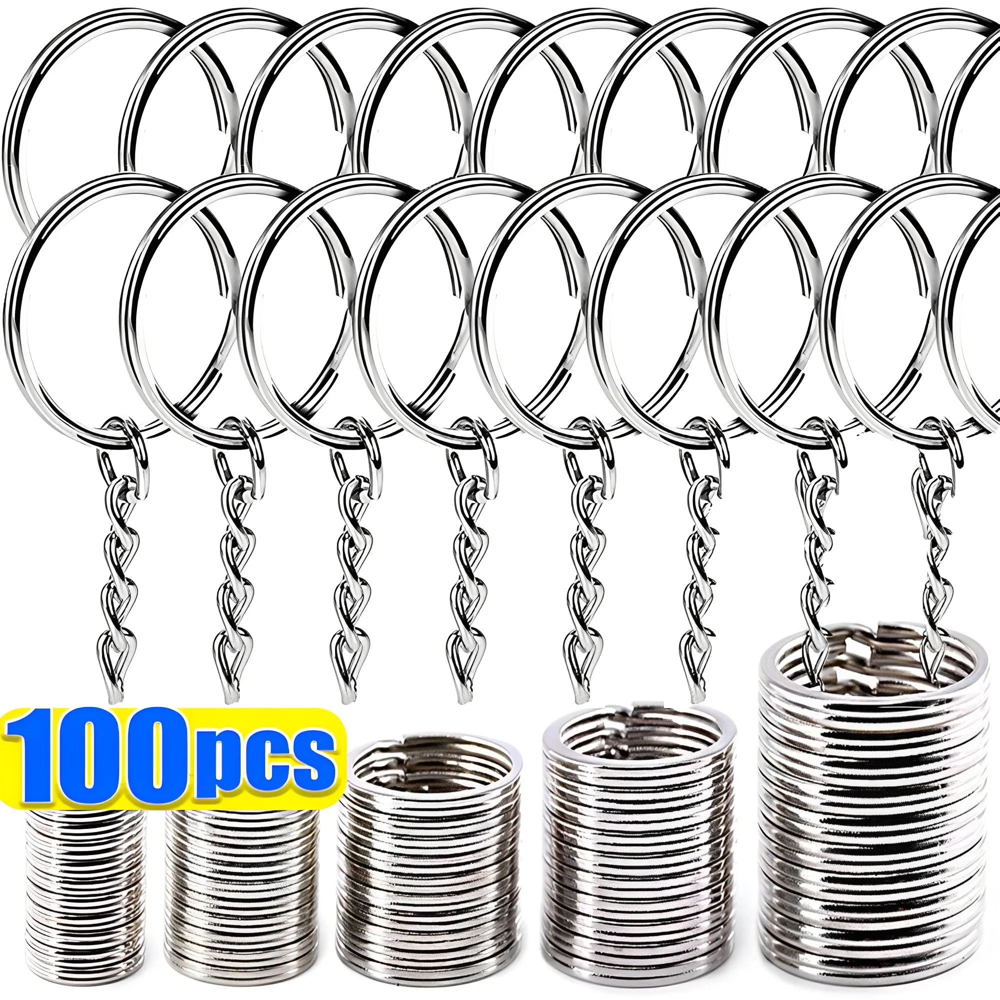 Silver-Plated-Metal-Blank-Keyring-Keychain-Split-Keyfob-Key-Holder ...