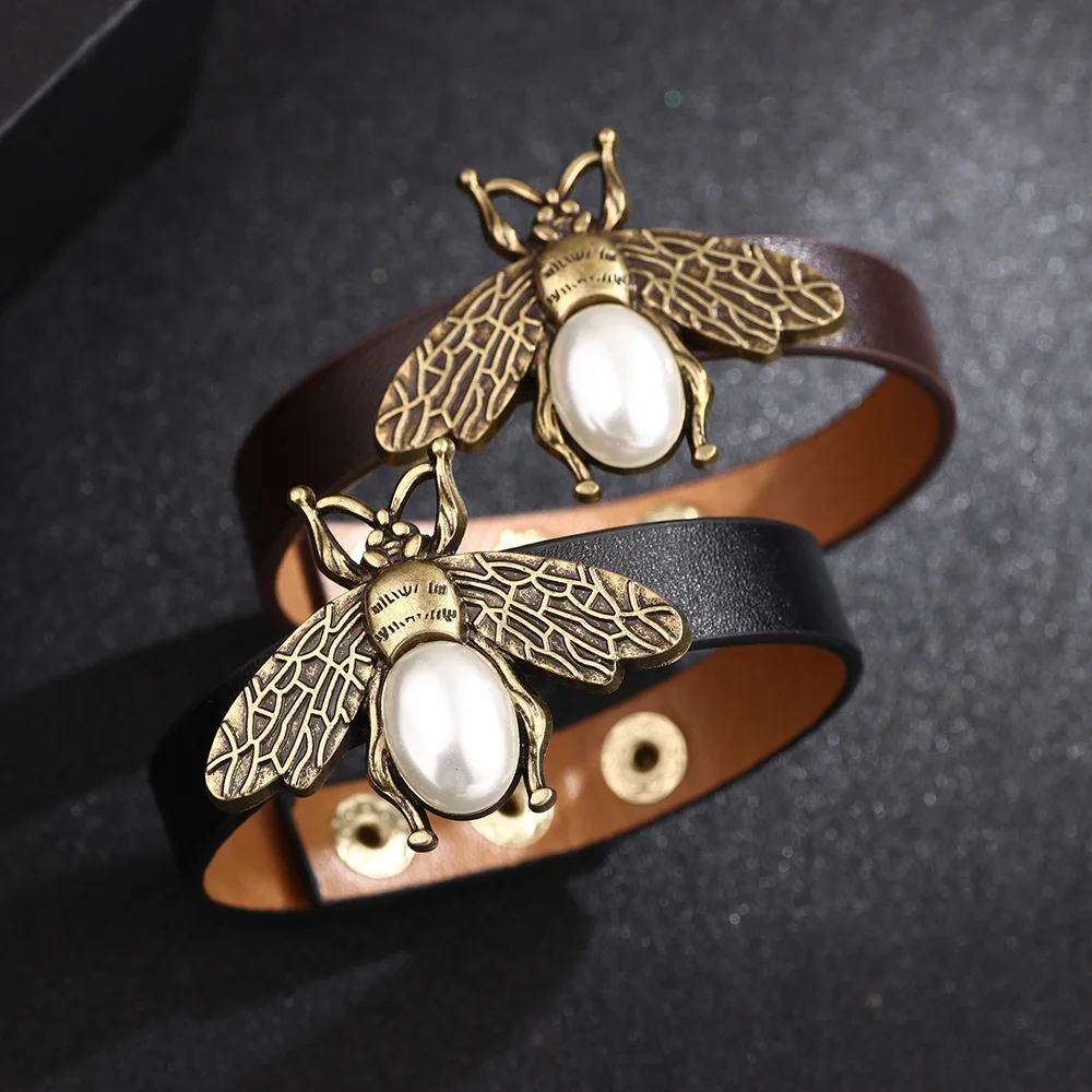 Pulseras-con-dijes-de-perlas-de-abeja-Vintage-para-mujeres-y-hombres ...