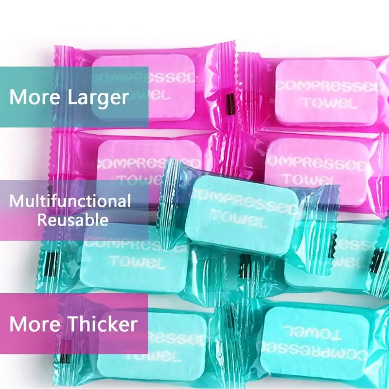 5pcs Exlarge Compressed Washcloths Towels Thicken Travel Towels ...