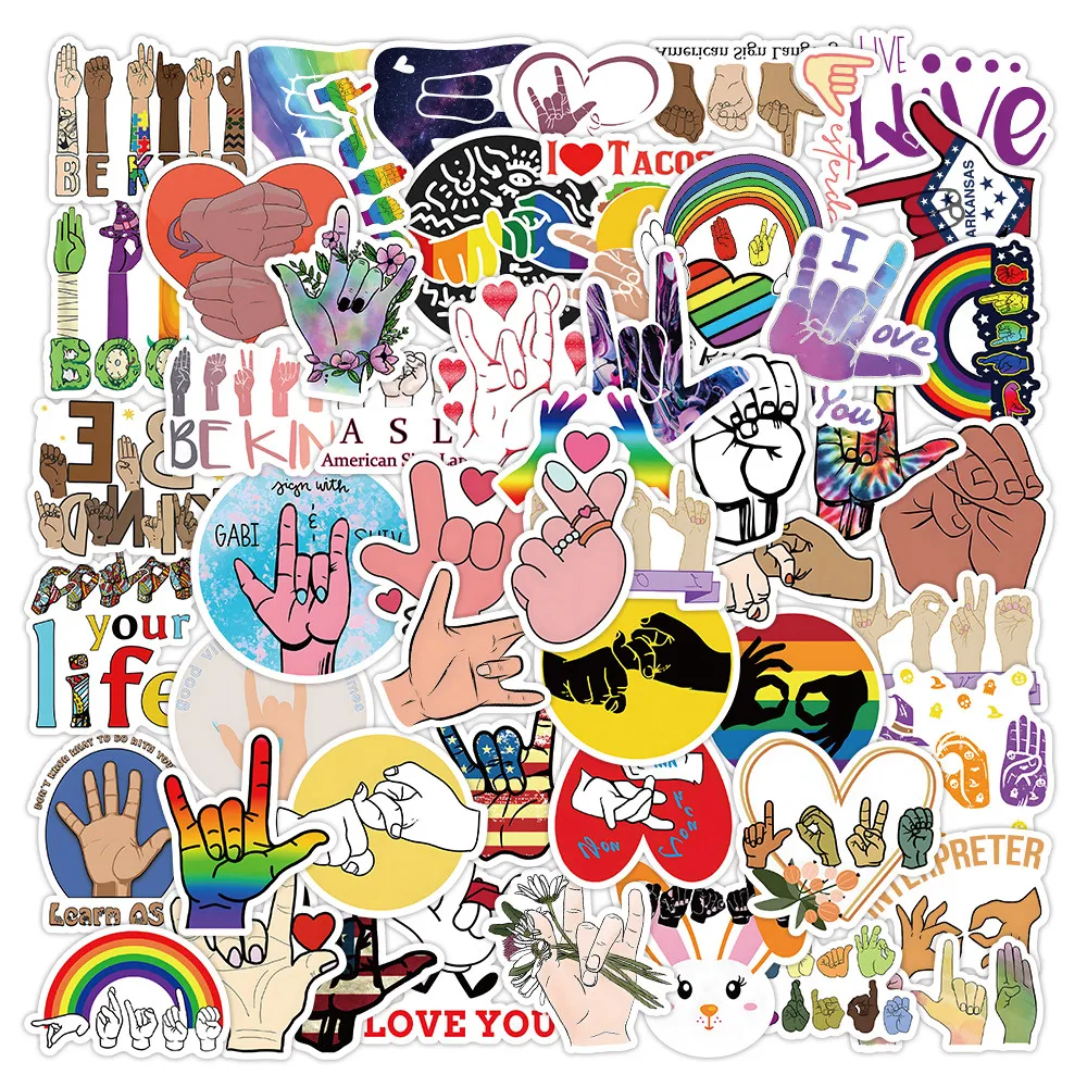 ASL Sign Language Stickers (50Pcs) - ABC Learning Decor for Kids ...