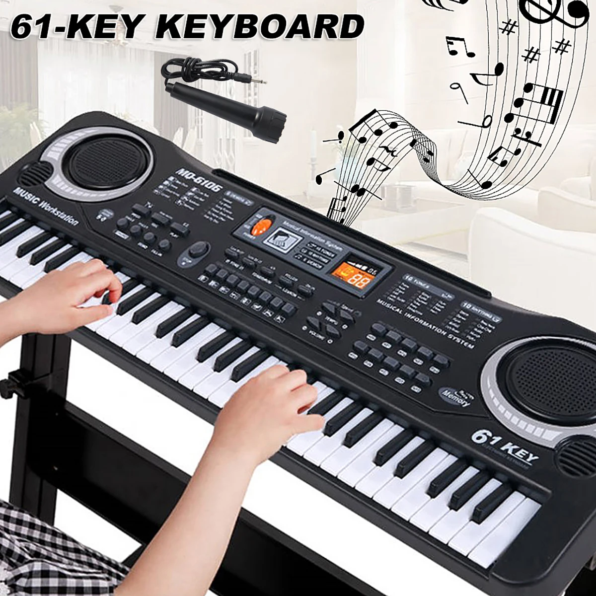 Kids-Electronic-Piano-Keyboard-Portable-61-Keys-Organ-with-Microphone ...