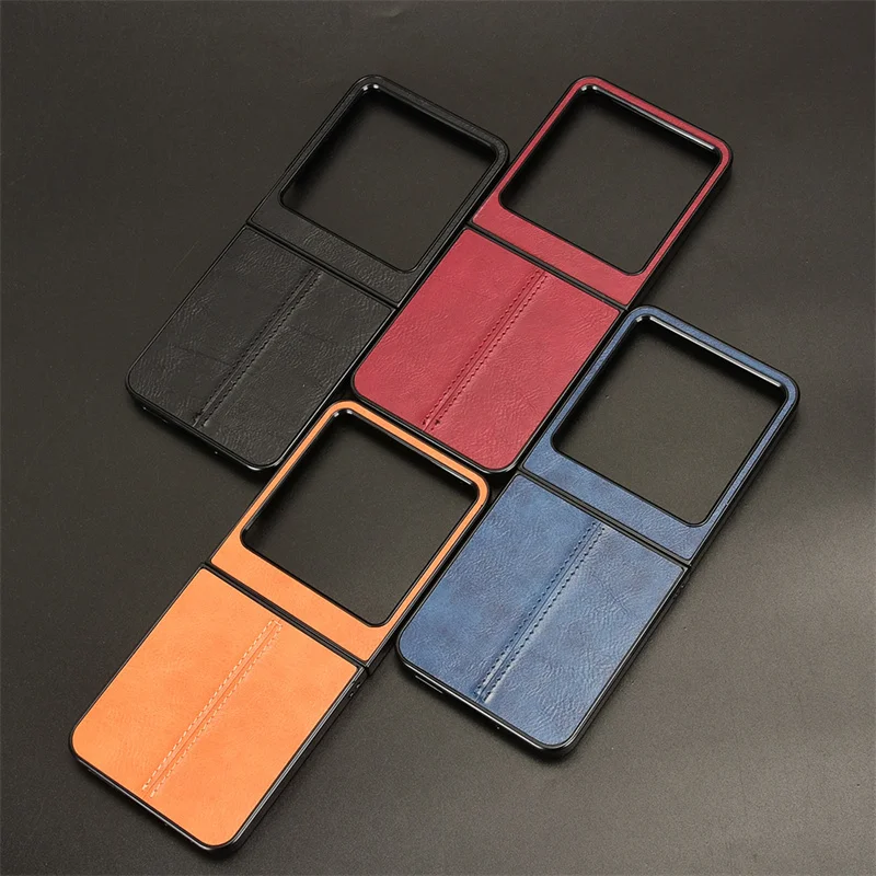 For-Infinix-Zero-Flip-X6962-Luxury-Calfskin-PU-Leather-lines-Back-Cover ...