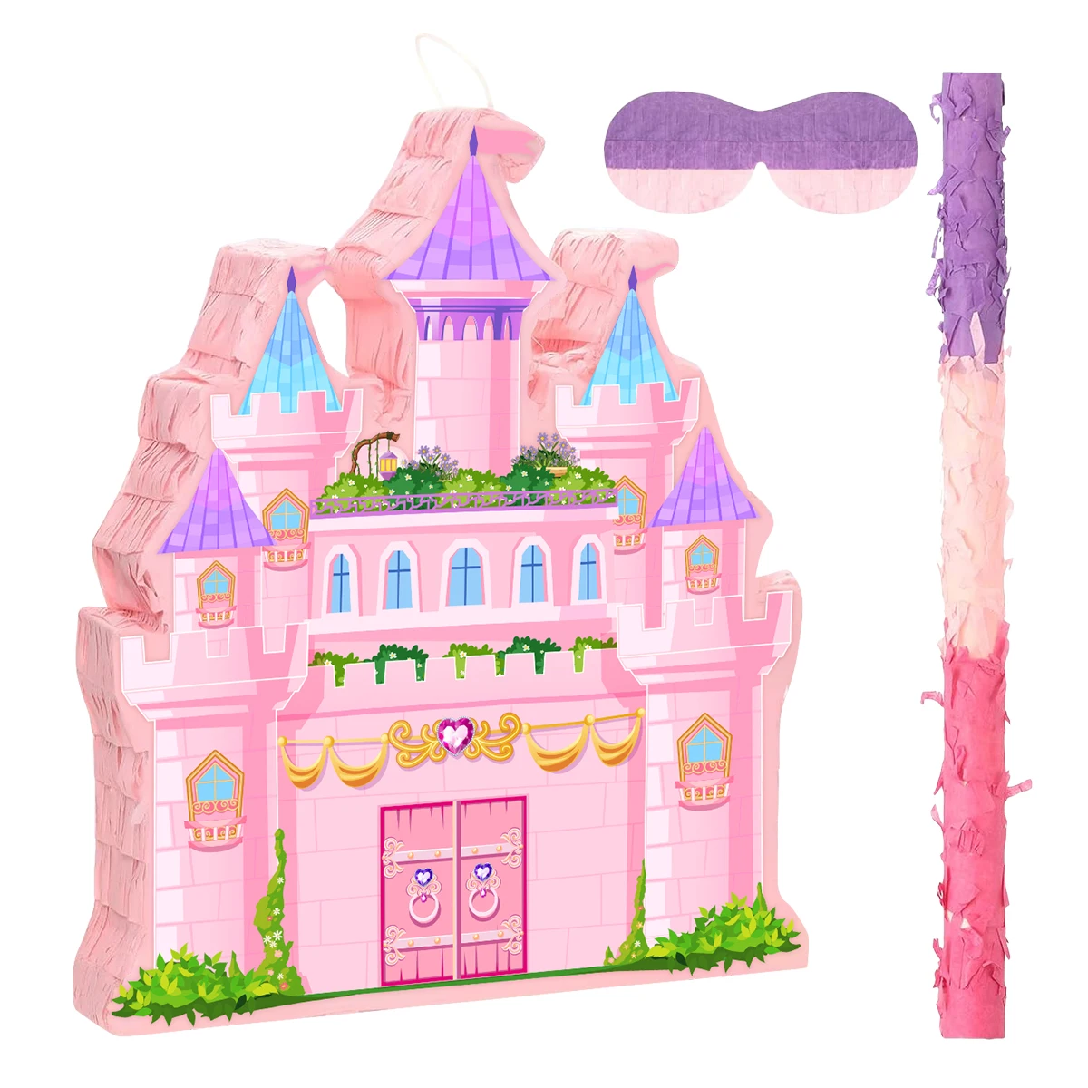 1Set-Pink-Princess-Castle-Theme-Pinata-Bundle-with-Blindfold-Stick-for ...