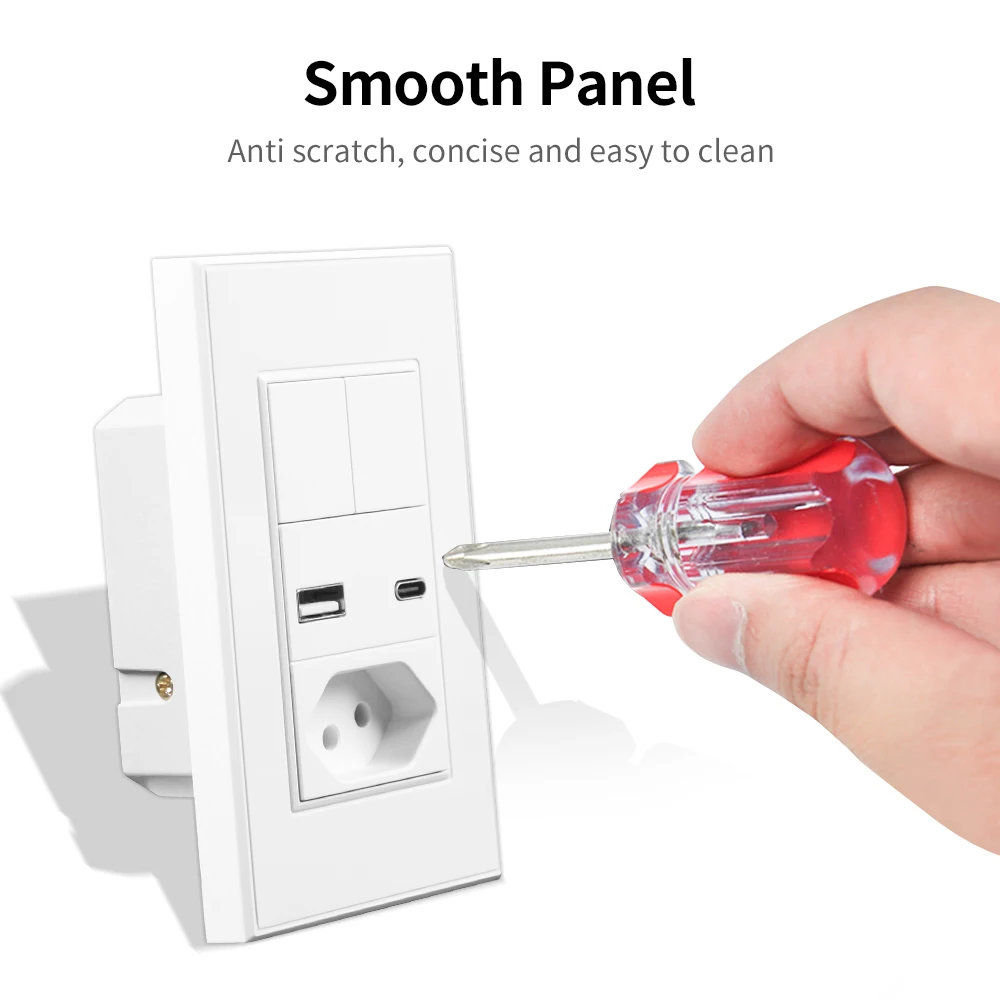 Tuya Smart Life Zigbee Wall Switch &16A Socket Brazil Standard 4X2 Push ...