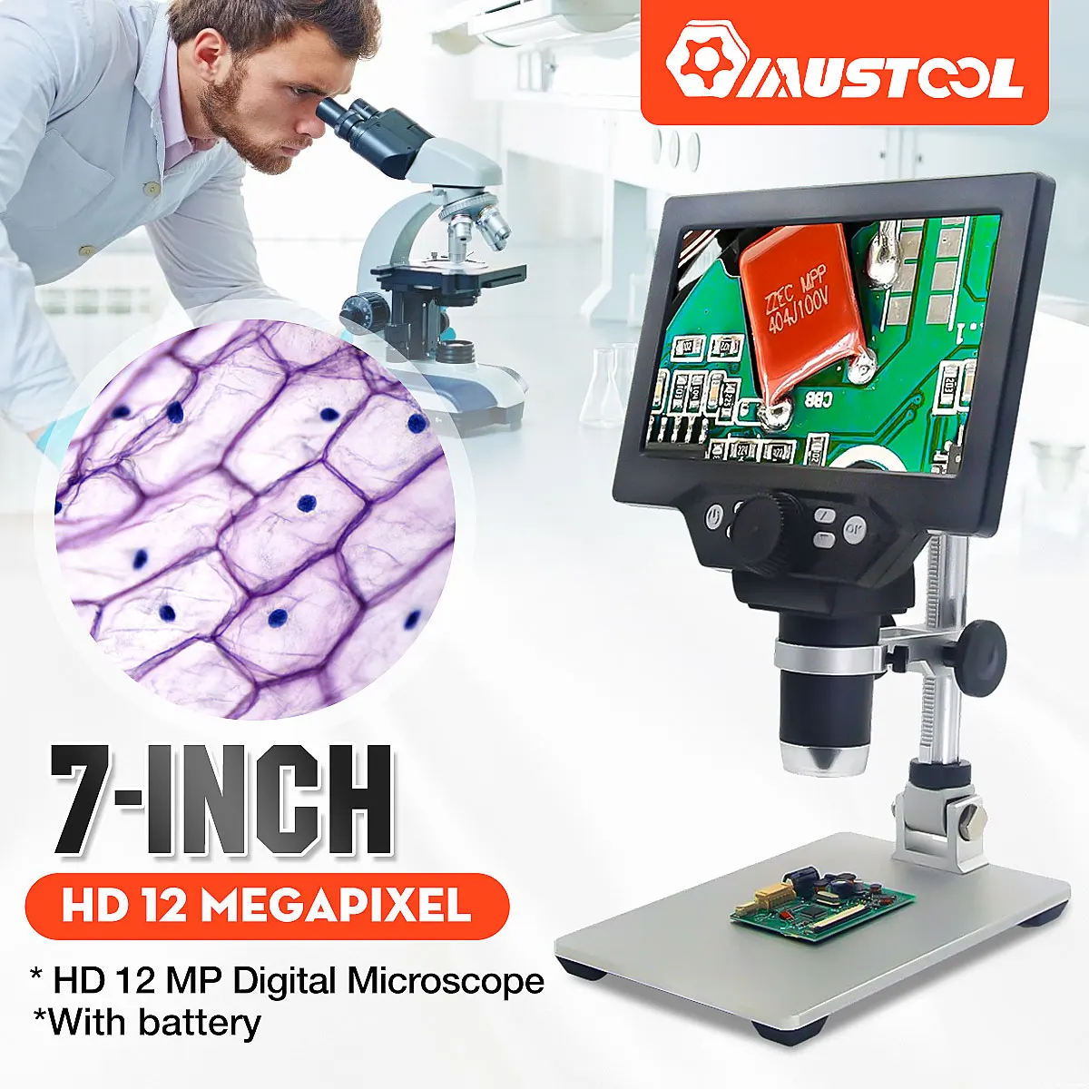 Mustool-g1200-microsc-pio-digital-12mp-7-polegadas-grande-tela-colorida ...