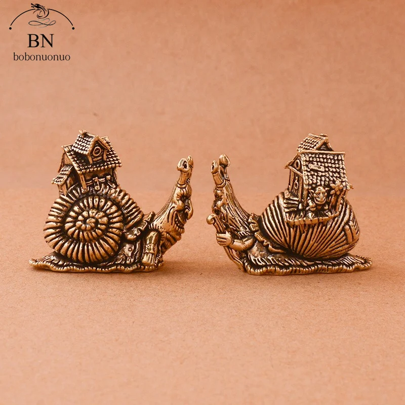 Hip hop exaggerate Solid Brass Snail house Small Ornaments Tea Pet ...
