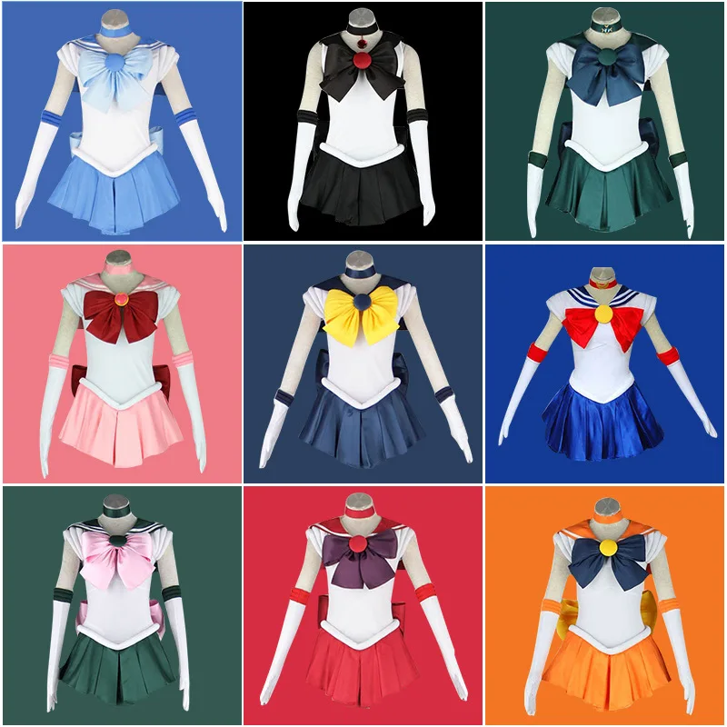 Adults Kids Cosplay Anime Sailor Costume Tsukino Dress Usagi Halloween ...