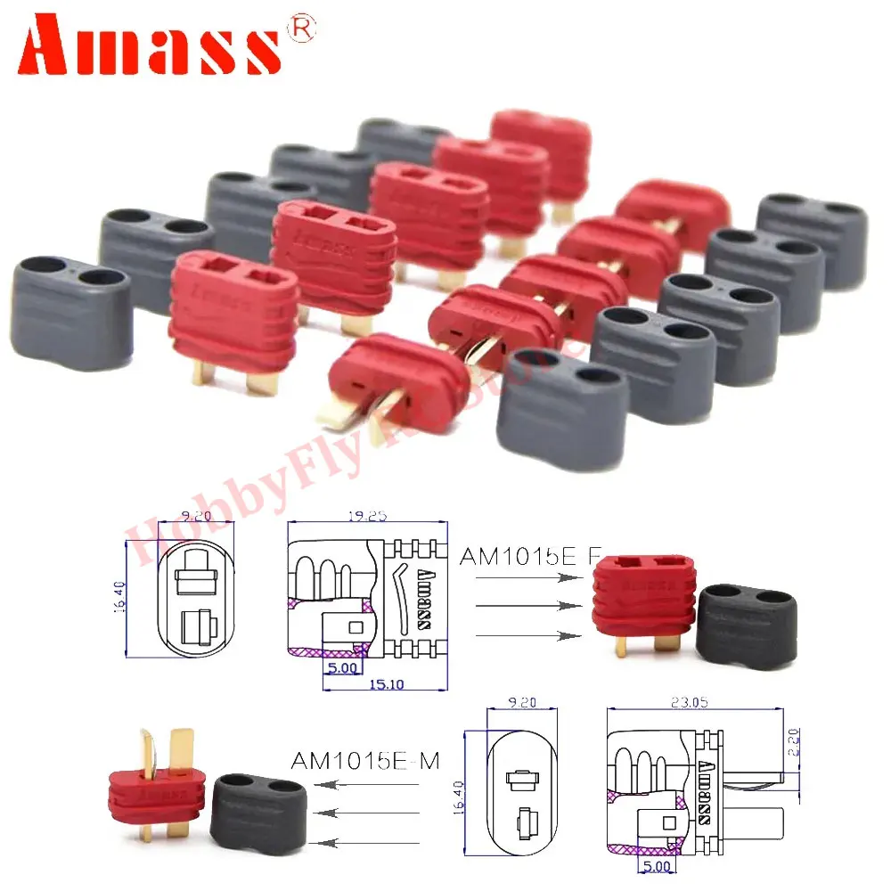 10Pcs-Amass-T-Connector-Deans-Plug-with-Cover-Male-Female-Amass-Deans-Connector-with-Sheath ...