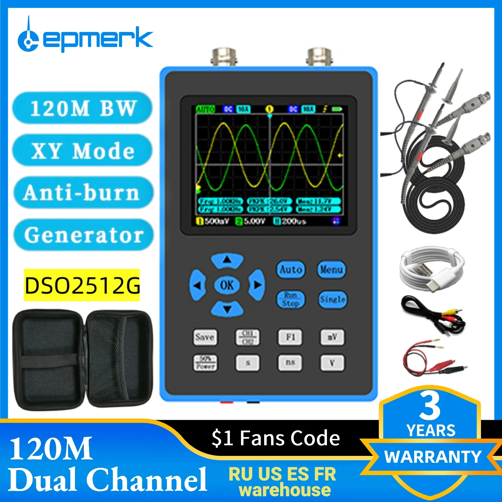 Lemperk-DSO2512G-2-8-Inch-Handheld-Digital-Oscilloscope-120M-Bandwidth ...