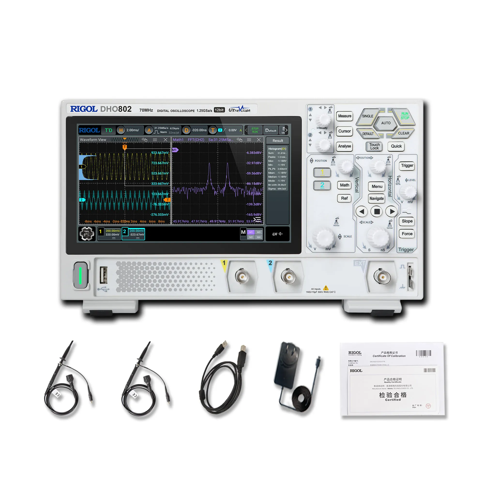 RIGOL DHO800 Series Digital Oscilloscopes Portable,70-100MHz,1.25G Sa/s, type-c Power Supply ...
