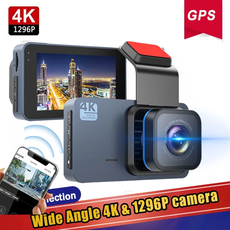 Car-DVR-Wifi-GPS-Camera-IPS-4K-1296P-Dual-Lens-Registrator-DashCam ...