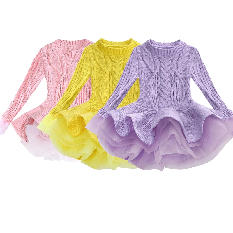 Winter-Girls-Dress-Xmas-Thick-Knit-Sweater-Girl-Baby-Dress-Long-Sleeve ...