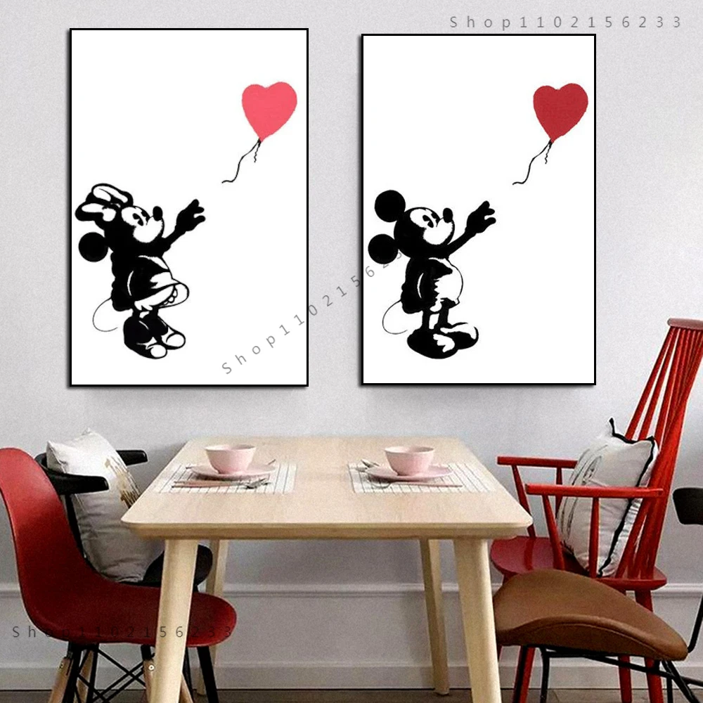 Disney-Mickey-Mouse-Banksy-Abstract-Canvas-Painting-Minnie-Mouse-With ...