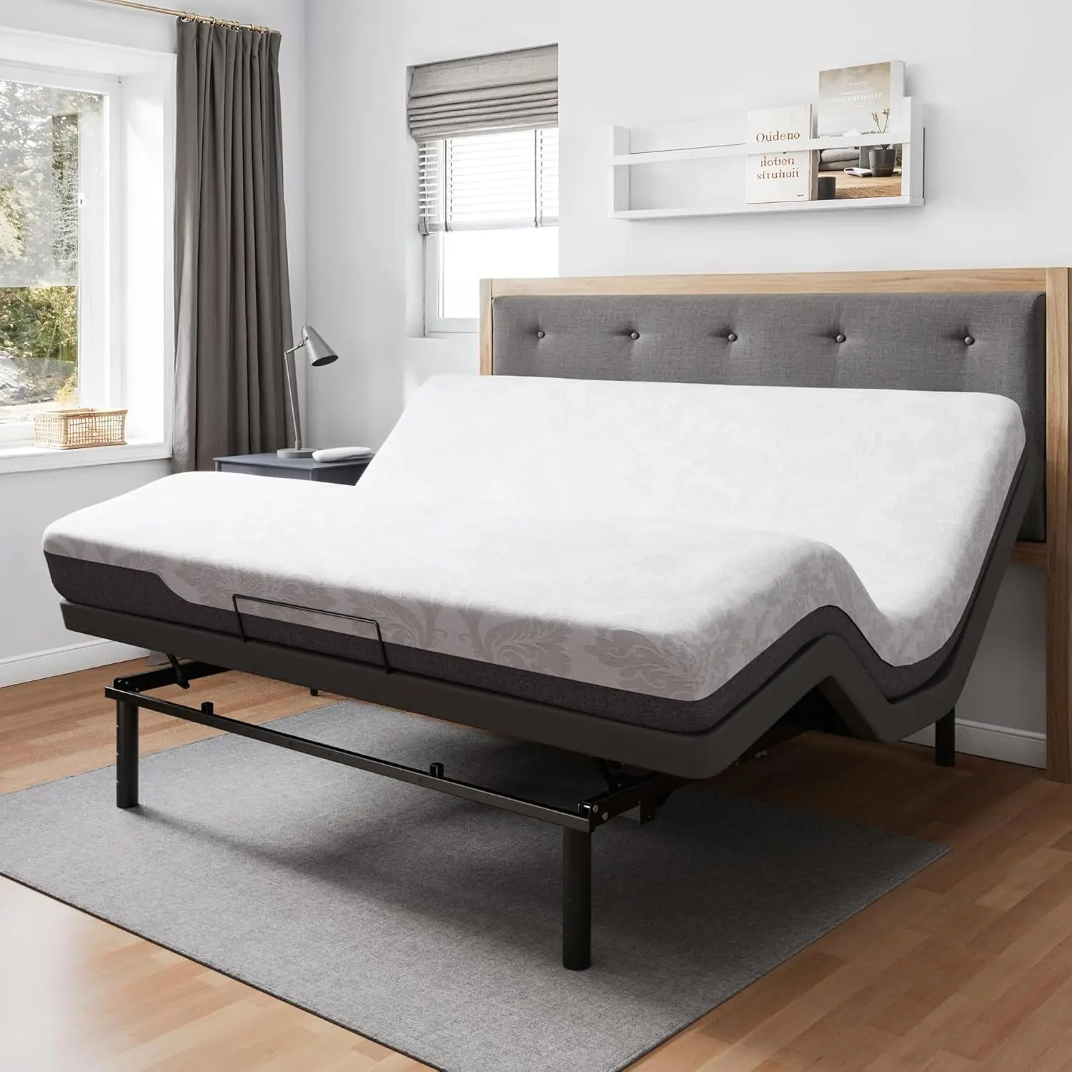 King-Size-Adjustable-Bed-Base-with-Adjustable-Legs-Wireless-Remote ...