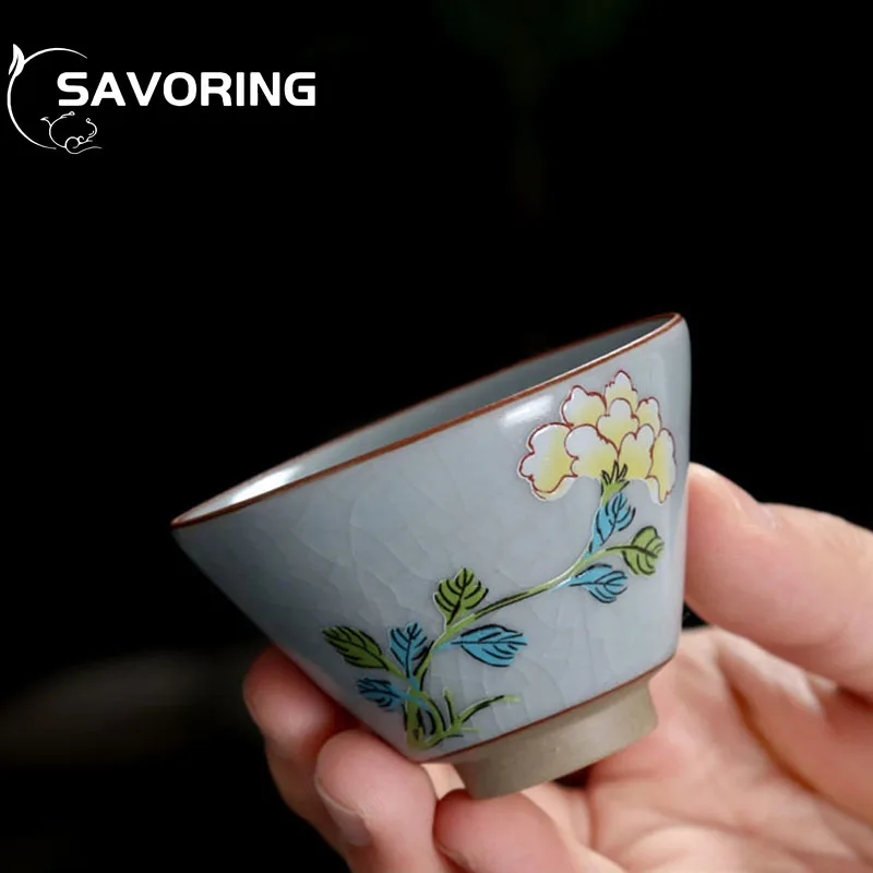 60ml-Small-Tea-Bowl-Chinese-Ru-Kiln-Opening-Ceramic-Teacup-Coffee-Cup ...