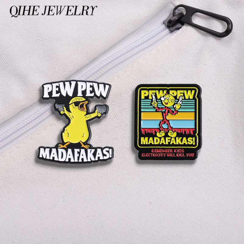 Pew-Pew-Madafakas-Duck-With-Guns-Enamel-Pins-Funny-Cartoon-Animal ...