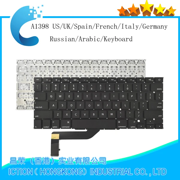 New A1398 Keyboard for Macbook Pro Retina 15" A1398 US UK French Spain ...