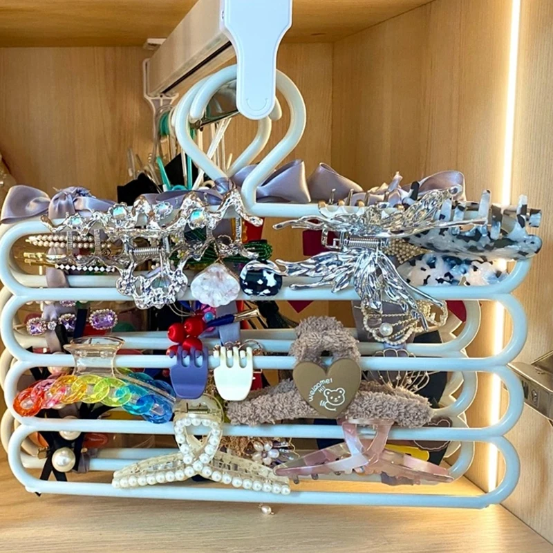 5 Layers Pants Hangers Non Slip Trousers Hanger Plastic Clothes Storage ...