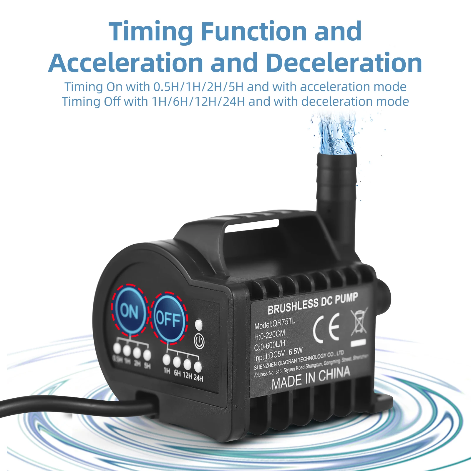 5V Mini USB Water Pump with 4 Gear On/Off Timing Acceleration and ...
