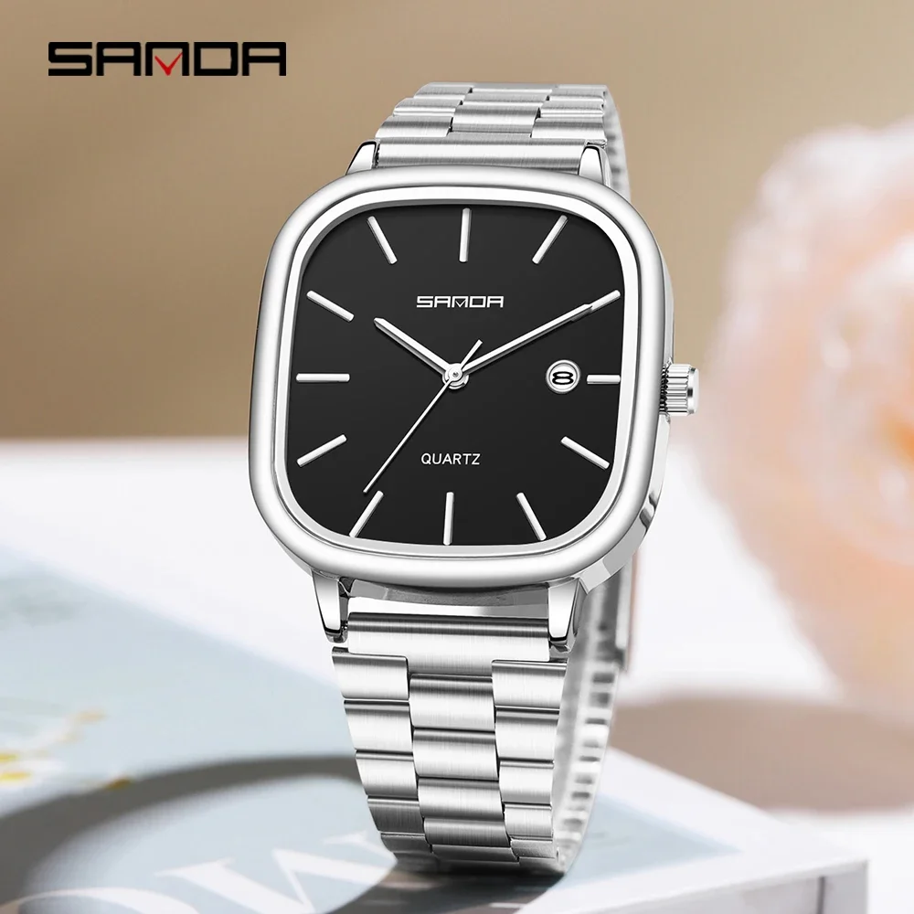 SANDA Couple Quartz Watch Men's and Women's Square Watch 3ATM ...