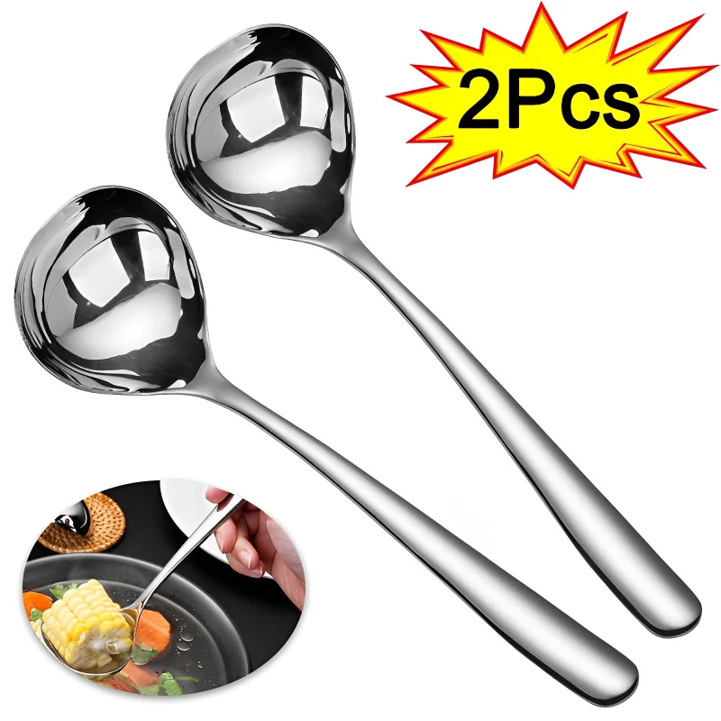 Cuchara de acero inoxidable 304/201, cucharas de mango largo para sopa ...
