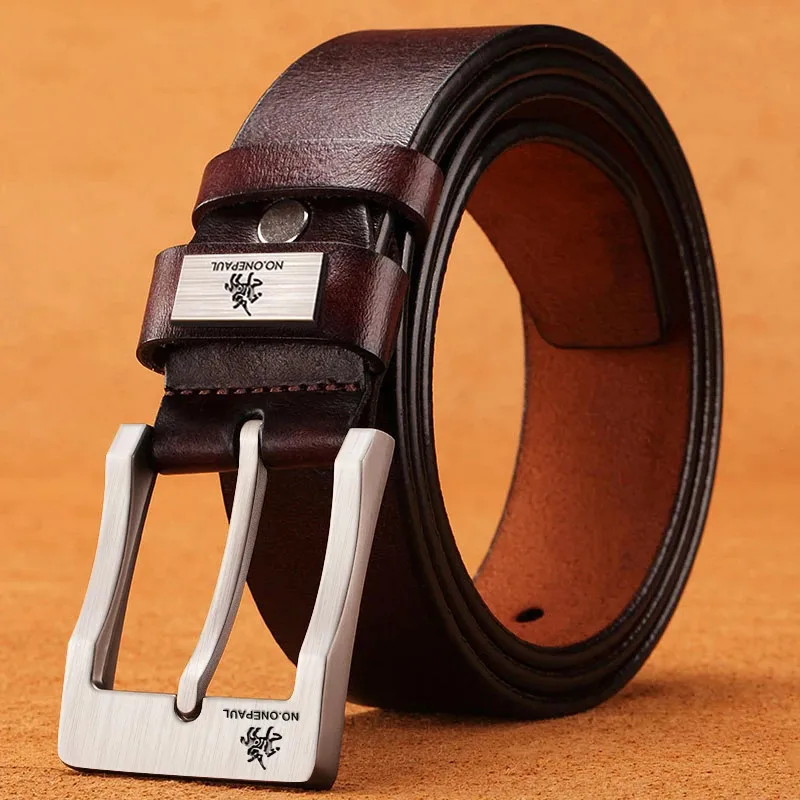 Couro genuíno para homens de alta qualidade fivela jeans cowskin cintos ...